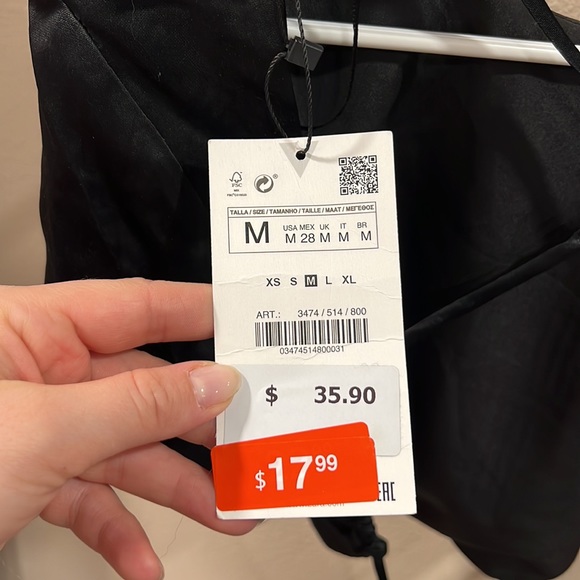 Zara | Tops | New With Tag Zara Black Silk Open Back | Poshmark